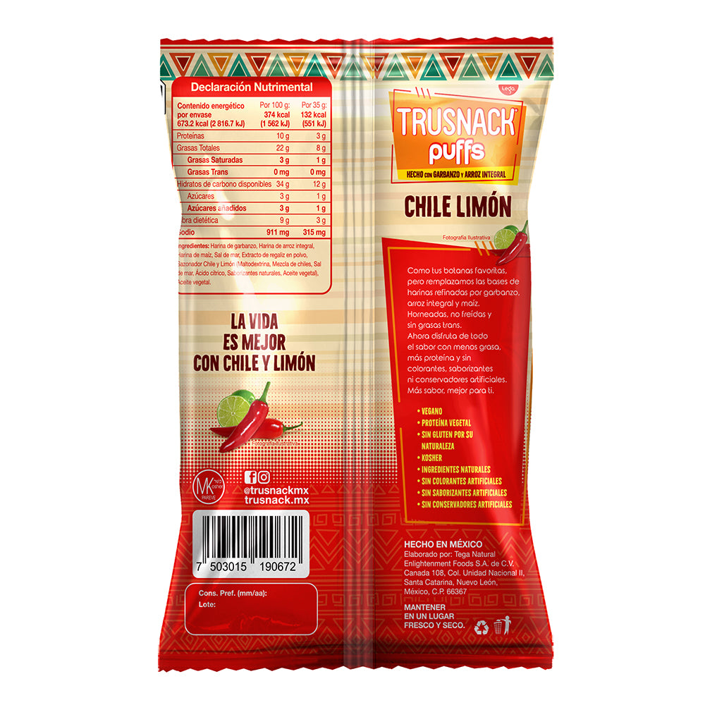 TRUSNACK PUFFS CHILE LIMON FAMILY SIZE 180g – TRUSNACK MX
